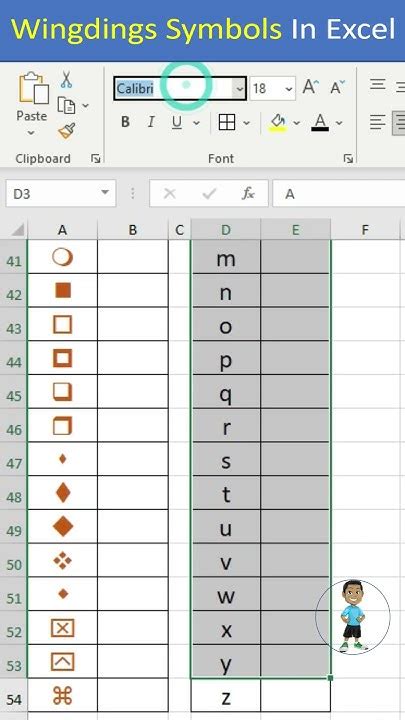 Wingdings Font Style Symbol In Excel Excel Exceltips Exceltutorial