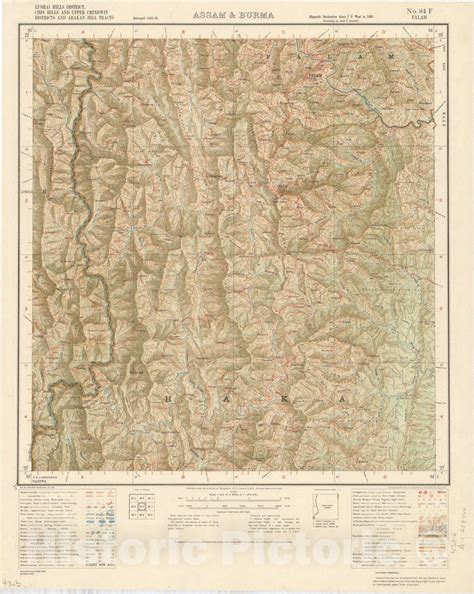 Historic Map Lushai Hills District Chin Hills And Upper Chindwin Di