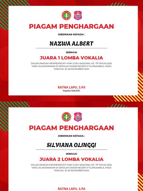 Merah Putih Kuning Modern Piagam Penghargaan Sertifikat Pdf
