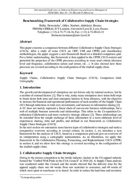 Pdf Framework Of Collaborative Supply Chain Strategies