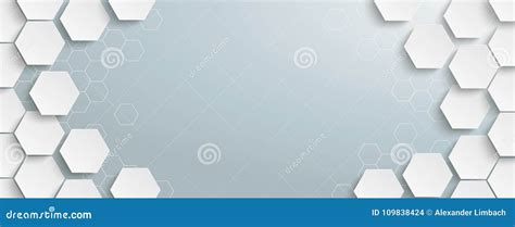 white hexagon structure gray centre header stock vector illustration