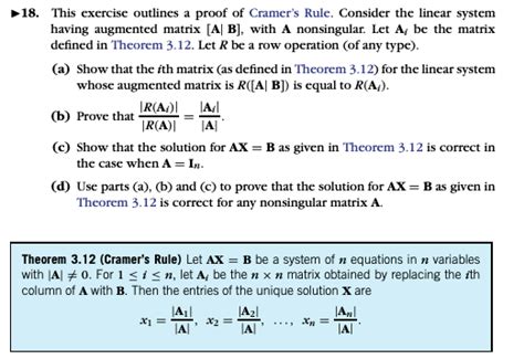 Solved 18 This Exercise Outlines A Proof Of Cramer S Rule Chegg Com