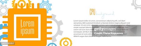 Nanotechnology Concept In Flat Style Central Processing Unit Microchip Processor With Gears On