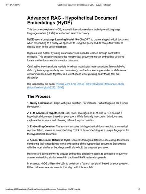 Hypothetical Document Embeddings Hyde Jupyter Notebook Pdf