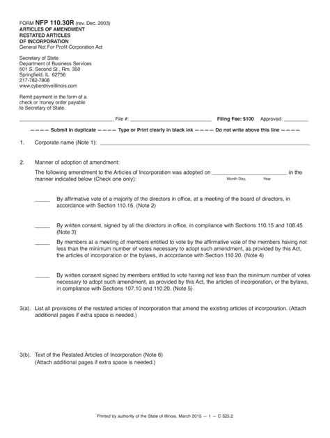 Articles Of Amendment Template