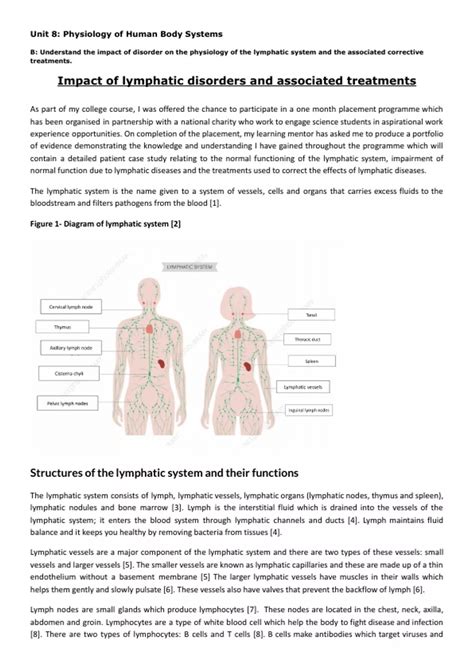 Btec Applied Science Unit 8b Lymphatic System Distinction Unit 8
