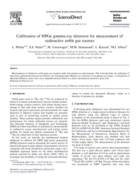 Pdf Calibration Of Hpge Detectors For Noble Gas Measurement