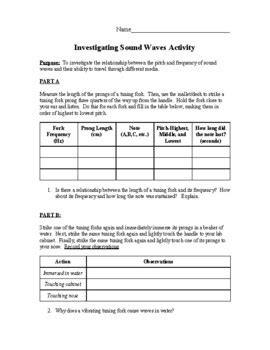 Investigating Sound Waves Activity By I Like To Science TPT