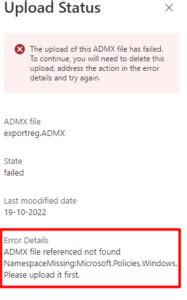 The Upload Of This ADMX Has Failed Intune Import