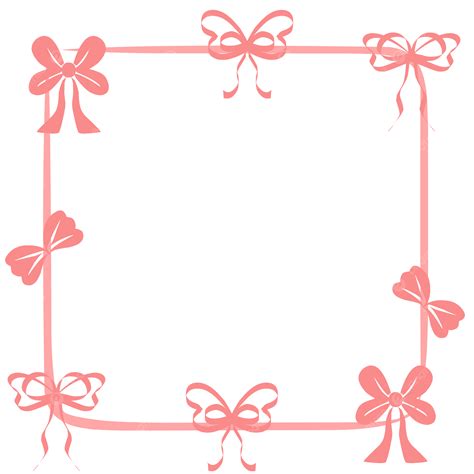 Bow Knot Border Frame In Pink Clipart Vector Illustration Bow Borders Pink Png And Vector