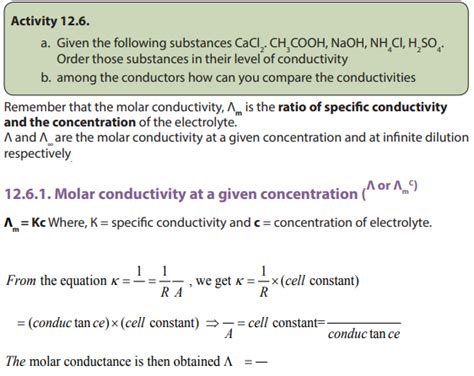 Section Unit 12 Conductivity Of Solutions Chemistry Reb
