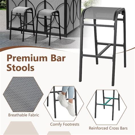 Costway 65 X 4 X 8 Ft Grill Gazebo Set With 2 Bar Stools Tempered