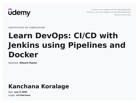My Course Completion Certificate For Learn Devops Cicd With Jenkins