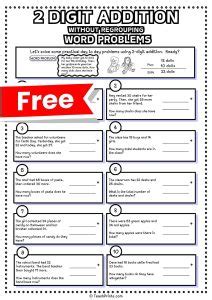 2 Digit Addition Without Regrouping Worksheets Teach Prints