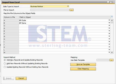 Import Business Partner Data From Excel