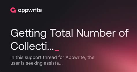 getting total number of collections in appwrite for analytics dashboard