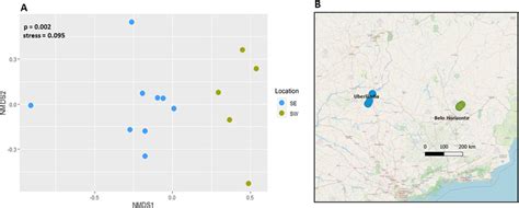Bray Curtis Nmds Plot Of Acephalotes Pusillus Samples Including B A Map