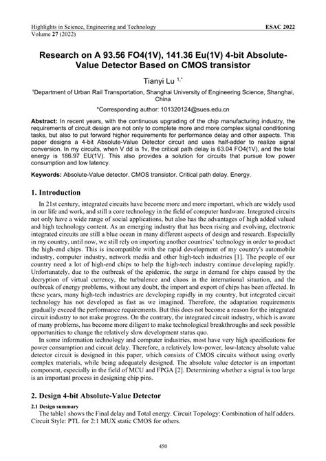 Pdf Research On A 9356 Fo41v 14136 Eu1v 4 Bit Absolute Value