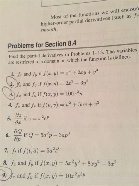 Solved Find The Partial Derivatives In Problems 1 13 The