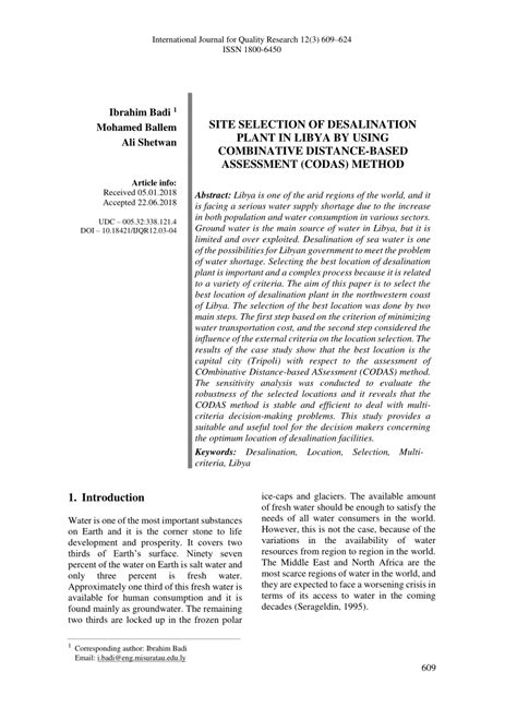 Pdf Site Selection Of Desalination Plant In Libya By Using