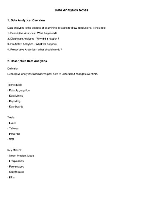 Data Analytics Notes 1 Data Analytics Overview Data Analytics Is
