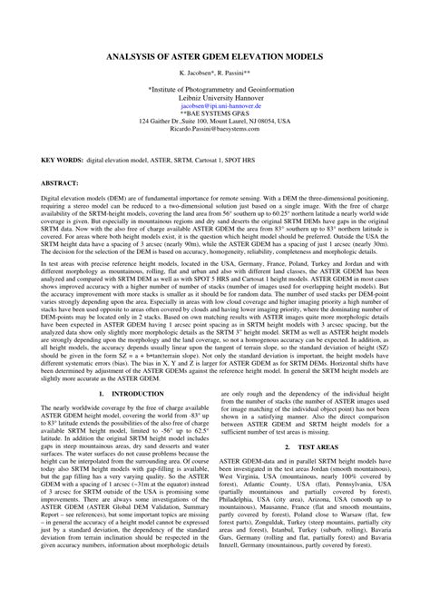 Pdf Analsysis Of Aster Gdem Elevation Models