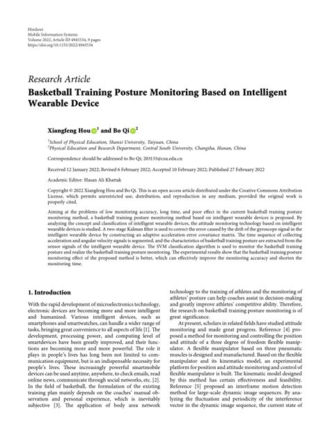 Pdf Basketball Training Posture Monitoring Based On Intelligent Wearable Device