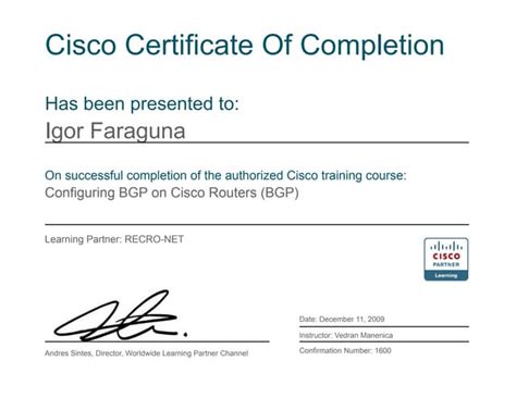 Cisco Learning Partner Certificate 224688 Ppt