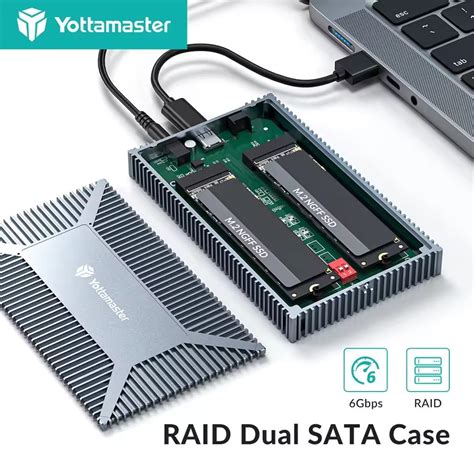 Yottamaster Dual Bay Sata Raid Enclosure Gbps M Ngff Sata Ssd Case Usb C External Hard Drive