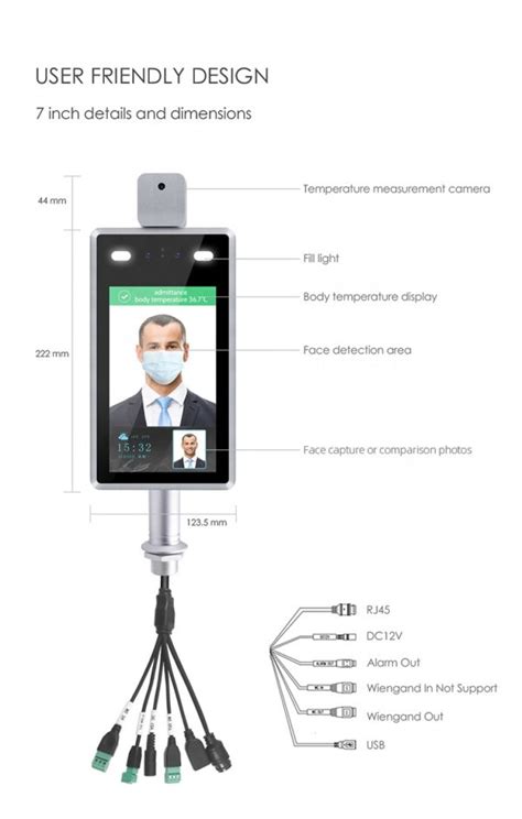8 Inch 3d Face Recognition Camera System Terminal Door Access Control Attendance And Temperature