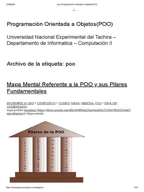 Poo Programación Orientada A Objetos Poo Pdf Objeto Informática Programación