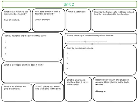 Unit 2 Revision Mat Teaching Resources