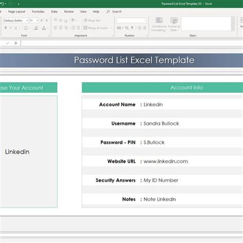 Password List Excel Template Password List Planner Etsy