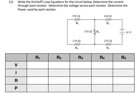 Solved Write The Kirchoff S Law Equations For The Chegg