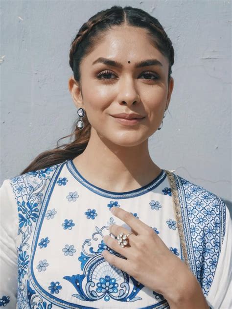 Mrunal Thakur Looks Graceful And Elegant In A White And Blue