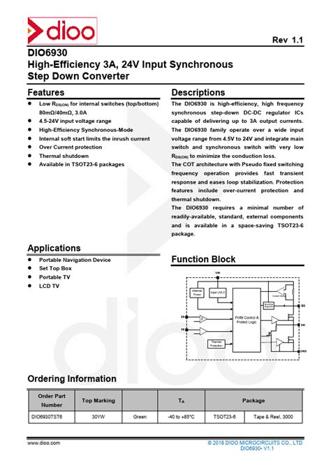 DIO V Input Synchronous Step Down Converter DIOO MICROCIRCUITS