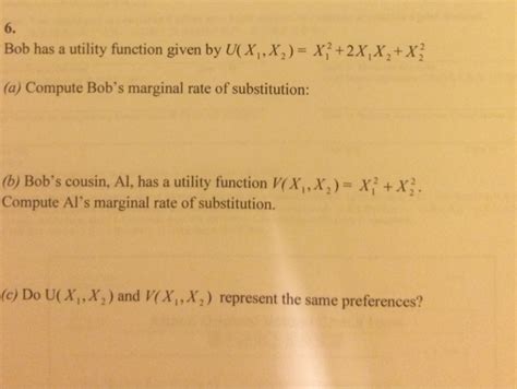 Solved Bob Has A Utility Function Given By Ux1 X2