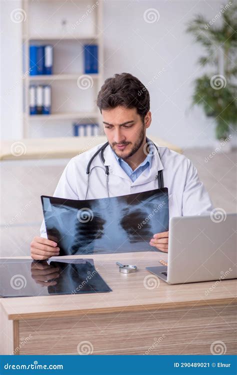 Young Male Doctor Radiologist Working In The Clinic Stock Image Image