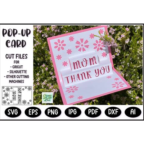 Thank You Mom Pop Up Card Svg Mothers Day Cutting Card Svg Template