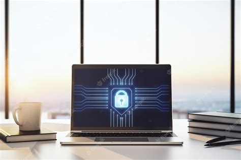 Premium Photo Computer Monitor With Creative Light Lock Illustration