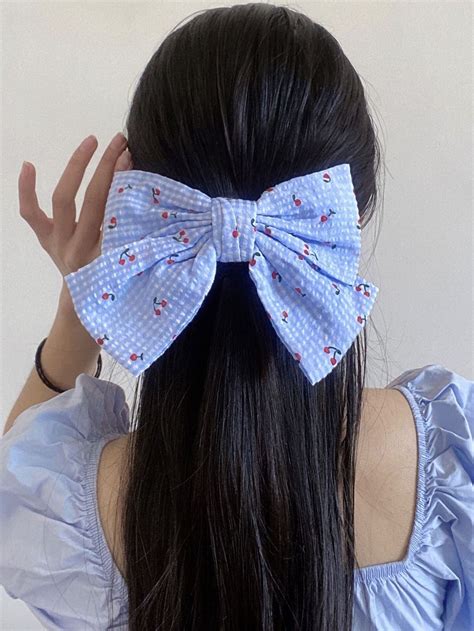 Cherry Print Bow Decor Hair Clip Hair Accessories For Cherry Outfits