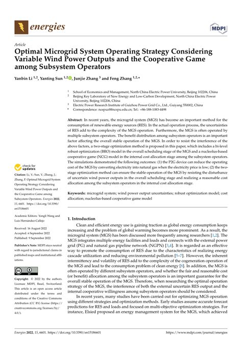 Pdf Optimal Microgrid System Operating Strategy Considering Variable Wind Power Outputs And