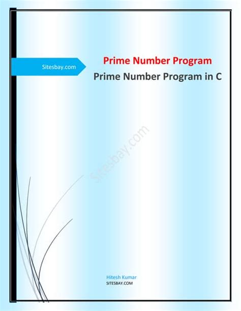 Prime Number Program In C Pdf