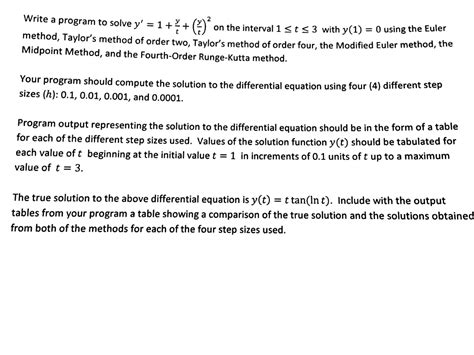 Solved Write A Program To Solve Y 1 1 Yt2 On The