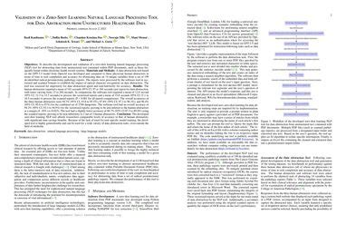 Validation Of A Zero Shot Learning Natural Language Processing Tool For