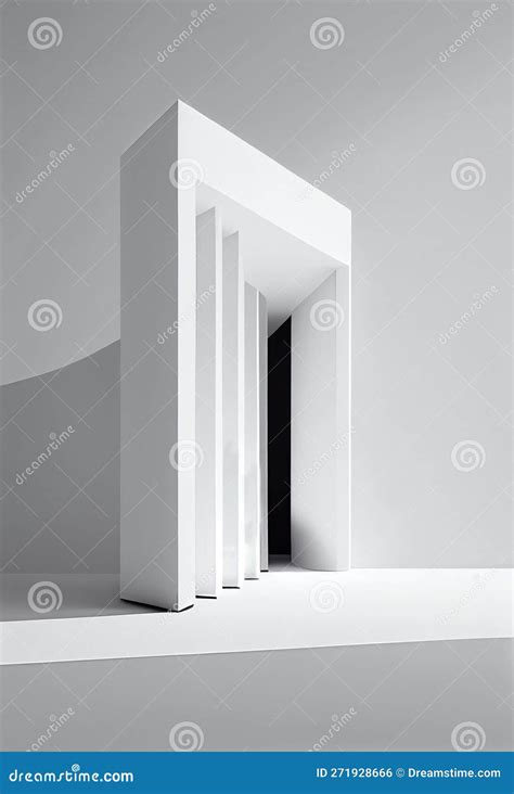 superb minimalism entrance to building with rectangular columns stock