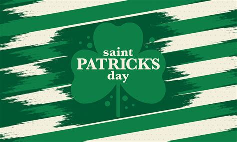 해피 세인트 패트릭의 날 전통적인 아일랜드 휴일입니다 3월 17일 연례 기념 클로버와 토끼풀 잎 녹색과 오렌지 파티 디자인 아일랜드 색상입니다 포스터 카드 배너 및 배경