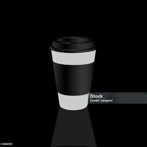 테이크 아웃 핫 커피 컵 뜨거운 녹차 라떼 핫 라떼 커피 또는 검은 뚜껑과 그림자흰색 회색 종이 컵 카푸치노 같은 뜨거운 음료의