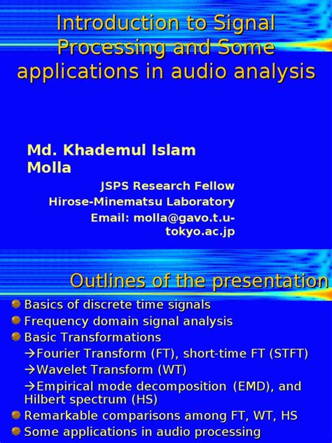 Signal Processing In Audio Analysis Pdf Wavelet Principal