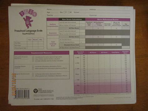 Protocols Preschool Language Scale 4th Edition 1799841496